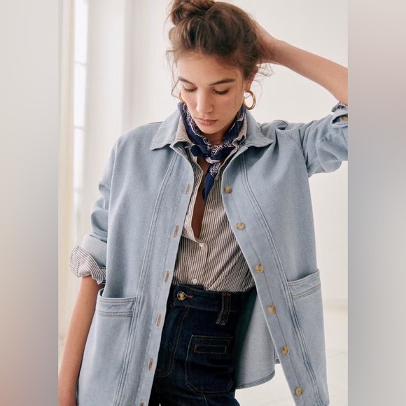 Sezane | Jackets & Coats | Sezane Will Jacket Snow Blue | Poshmark